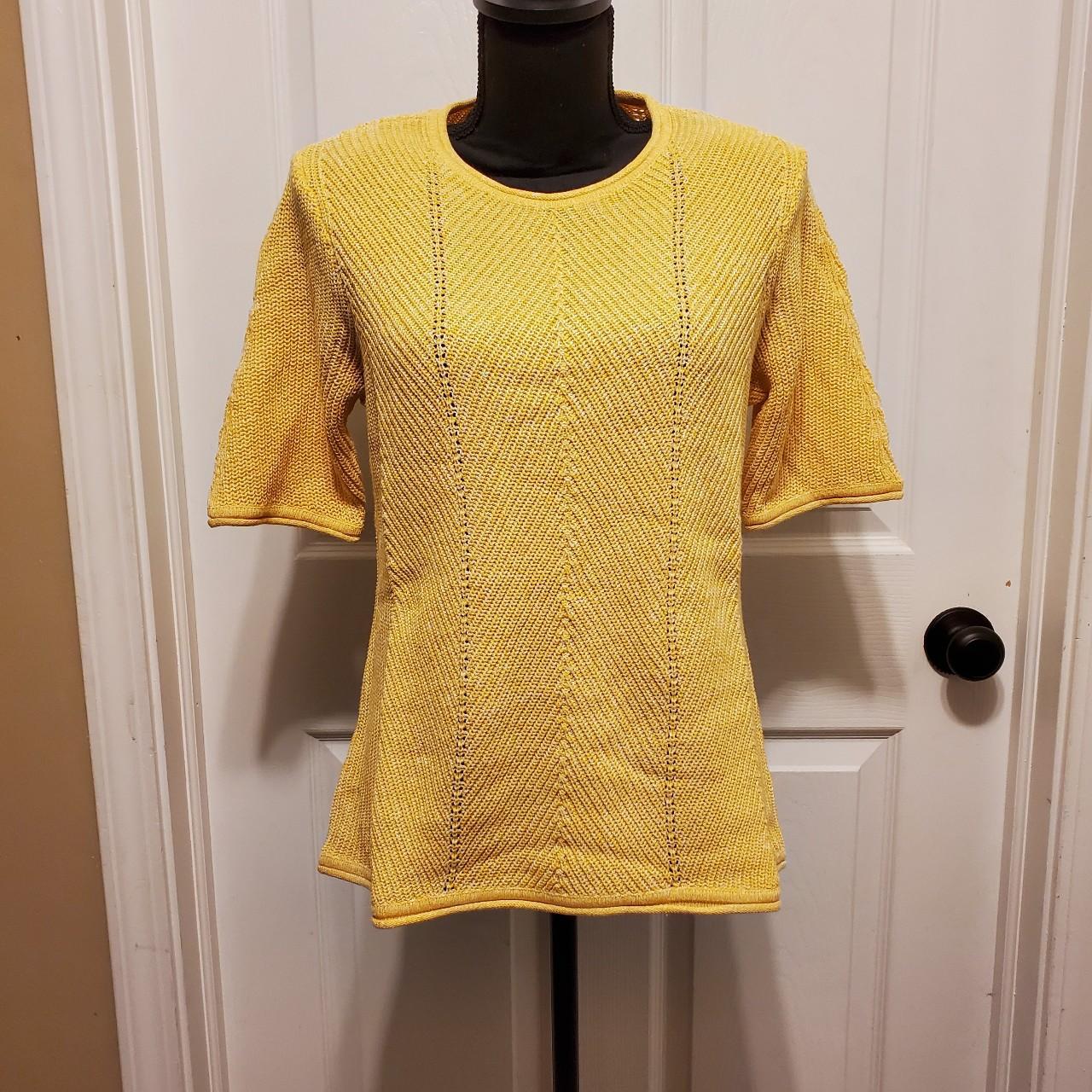 NWOT Norm Thompson Women's Yellow Short Sleeve Knit... - Depop