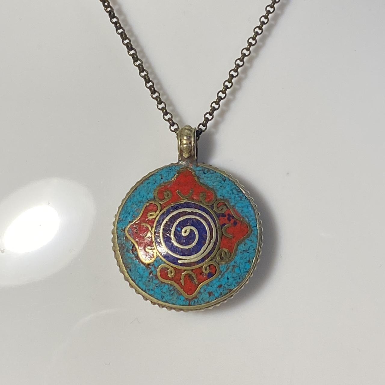 Mother Earth Duality Pendant Reversable brass... - Depop