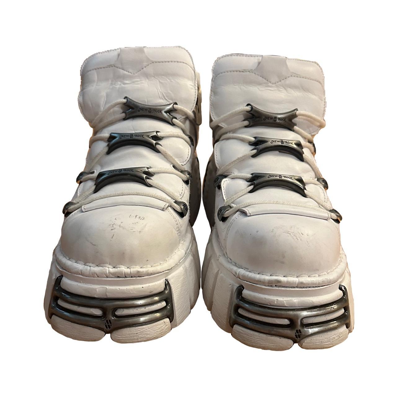 WHITE NEW ROCK BOOTS‼️ These are used but in amazing... - Depop