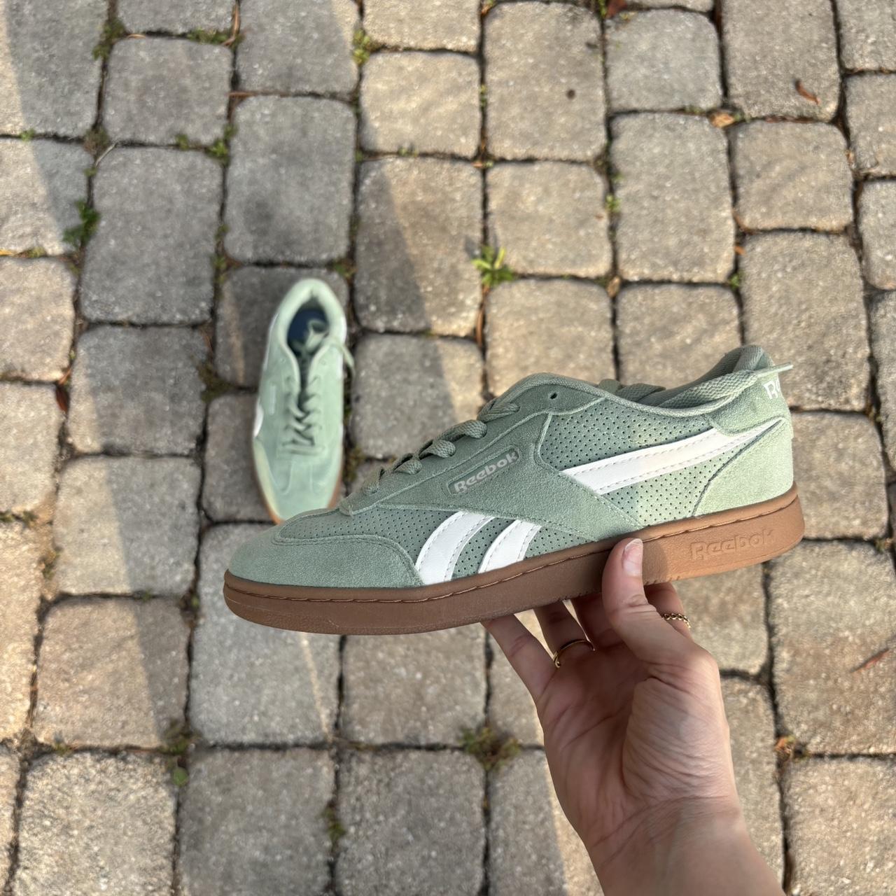 sage green reebok shoes only worn once great... | Depop