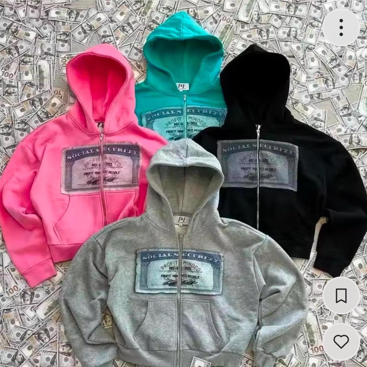Pink Social Security zip up... - Depop