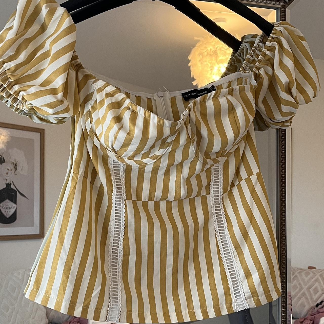 PRETTYLITTLETHING YELLOW CORSET TOP. SIZE 8, WORN... - Depop