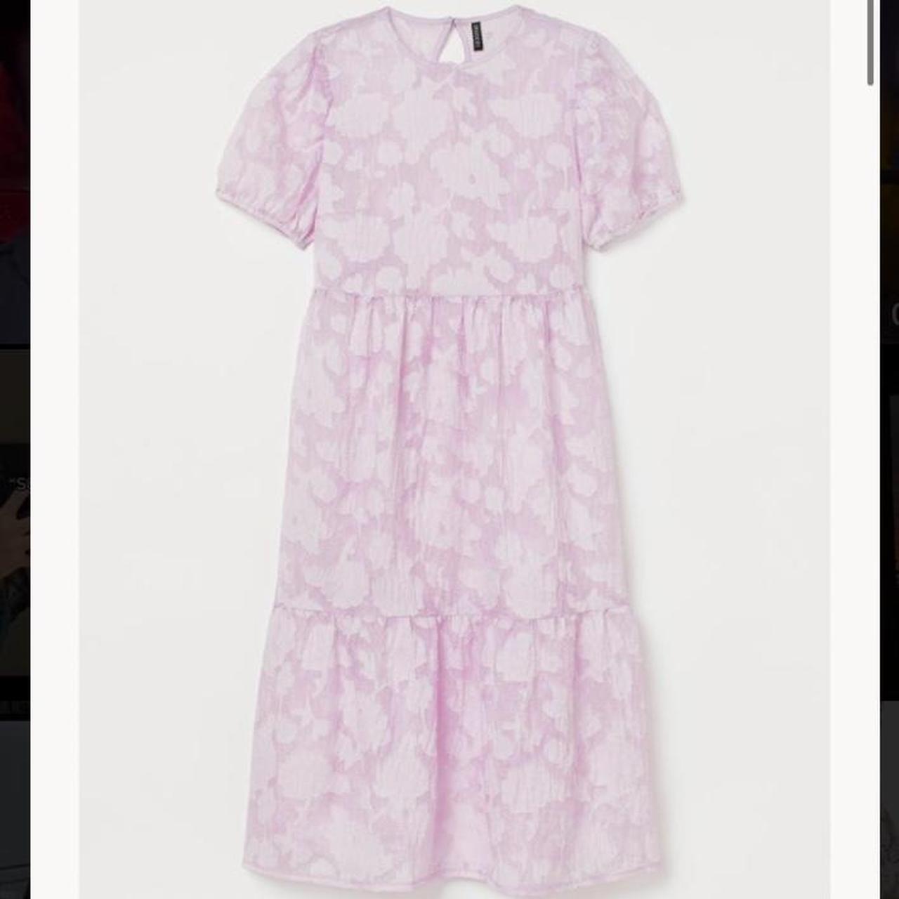 Pink mesh floral Jacquard-pattern dress. Size large... - Depop