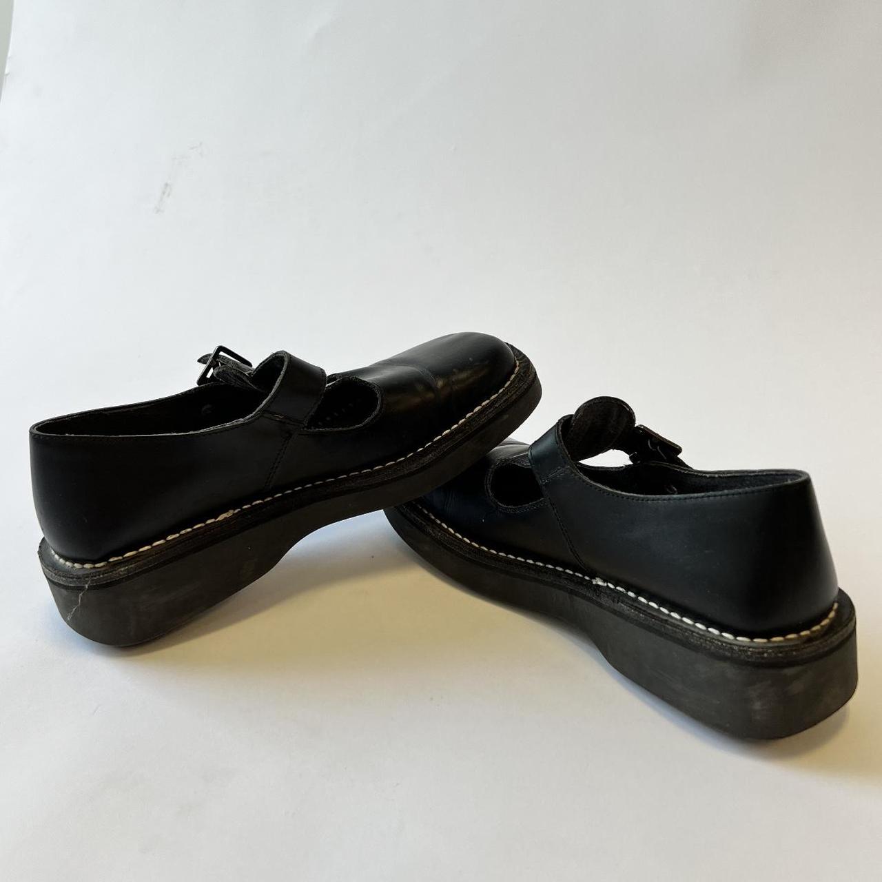 Vintage black leather Mary Janes Kickers with buckle... - Depop