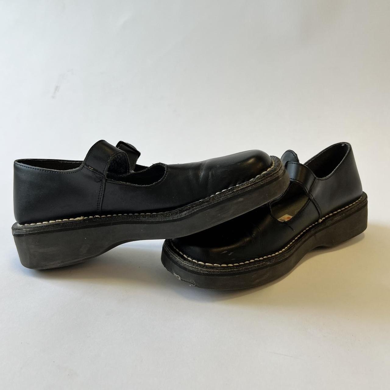 Vintage black leather Mary Janes Kickers with buckle... - Depop