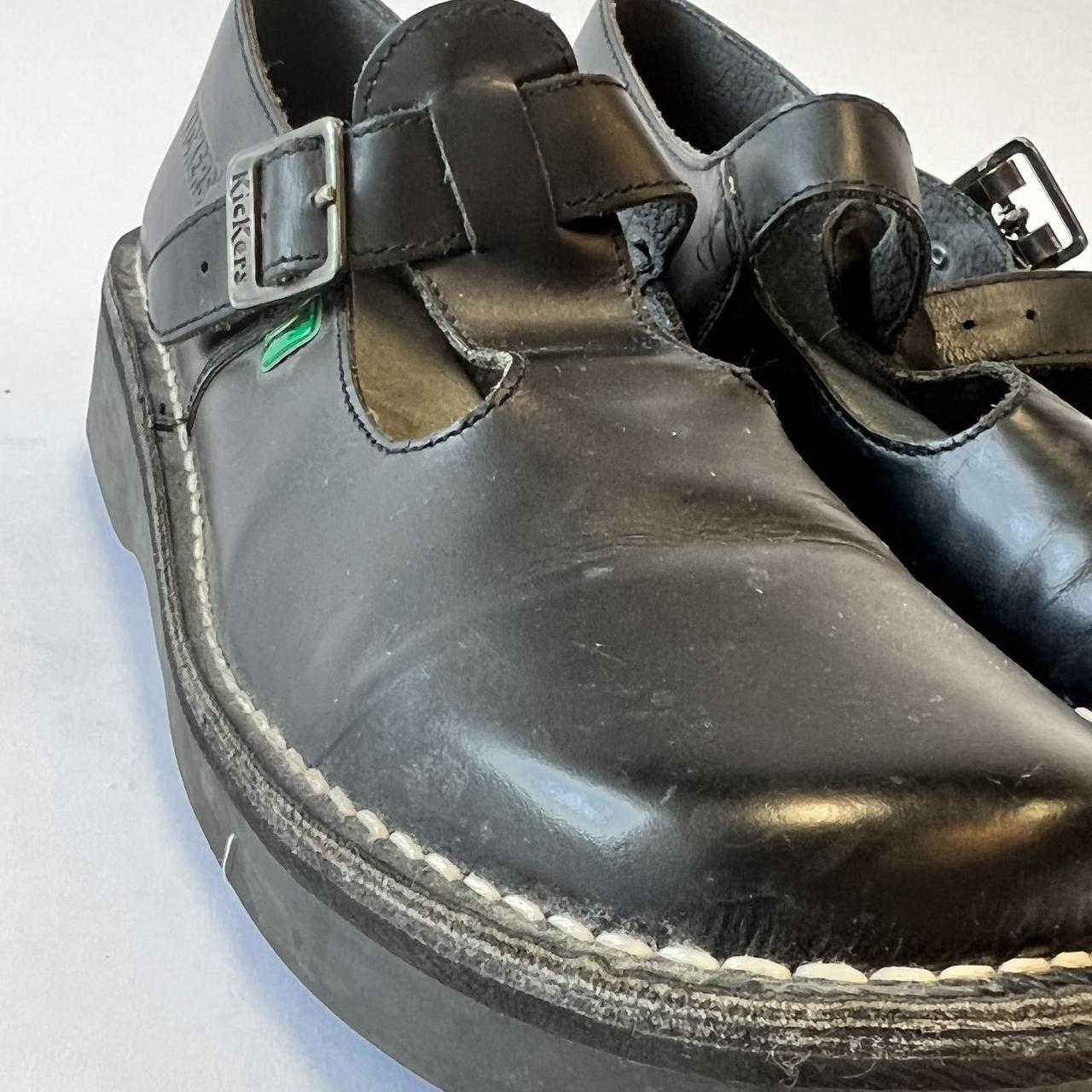 Vintage black leather Mary Janes Kickers with buckle... - Depop