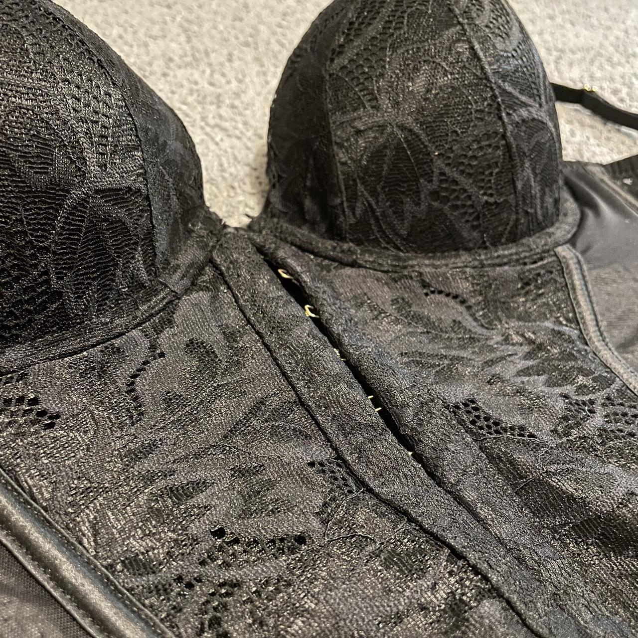 🥀 Black Lace Push-up Corset Top with Mesh Panels and... - Depop