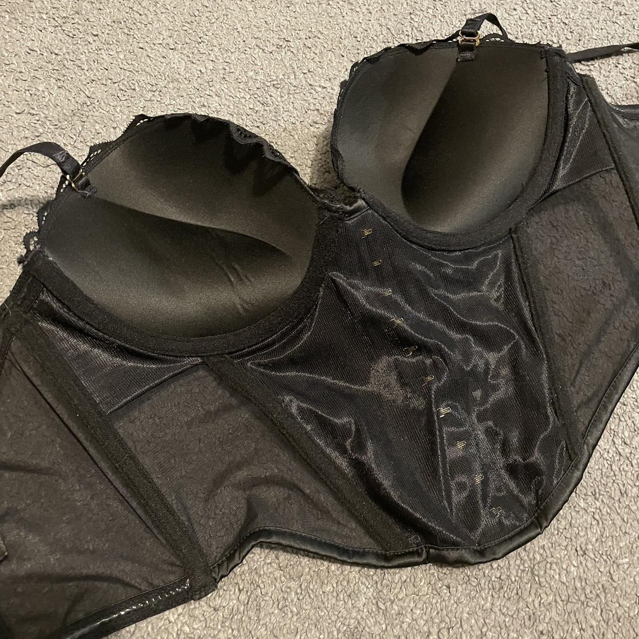 🥀 Black Lace Push-up Corset Top with Mesh Panels and... - Depop