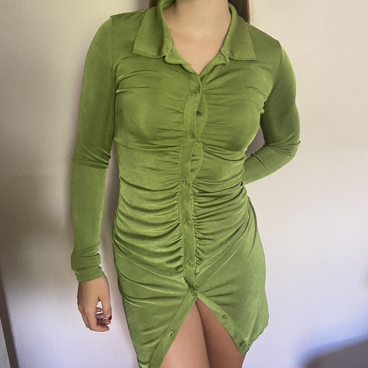 green button up dress - Depop
