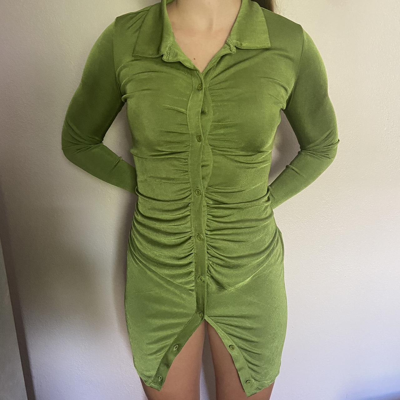 green button up dress - Depop