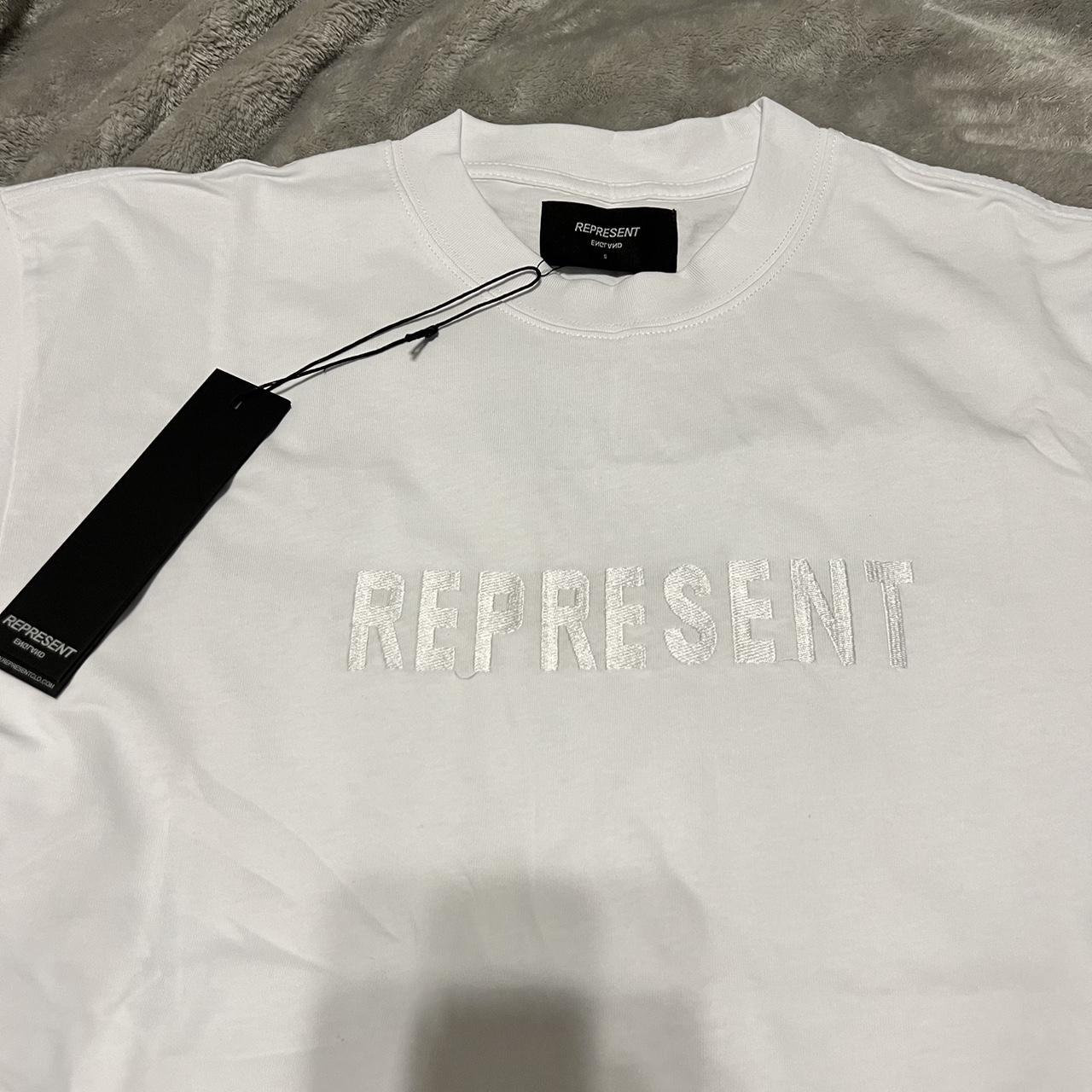 Represent Clothing Embroidered White Tee Size: Small... - Depop