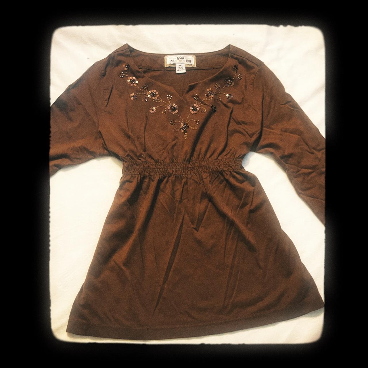 Brown abercrombie like babydoll long sleeve top with... - Depop