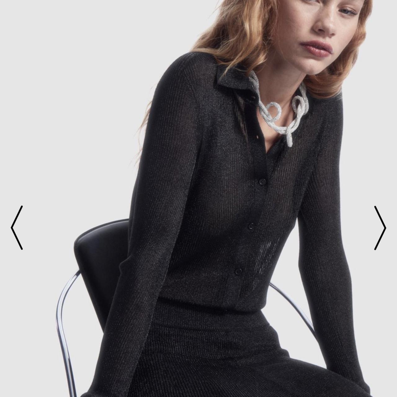 COS Sparkly ribbed knit shirt Black Size S Worn twice - Depop