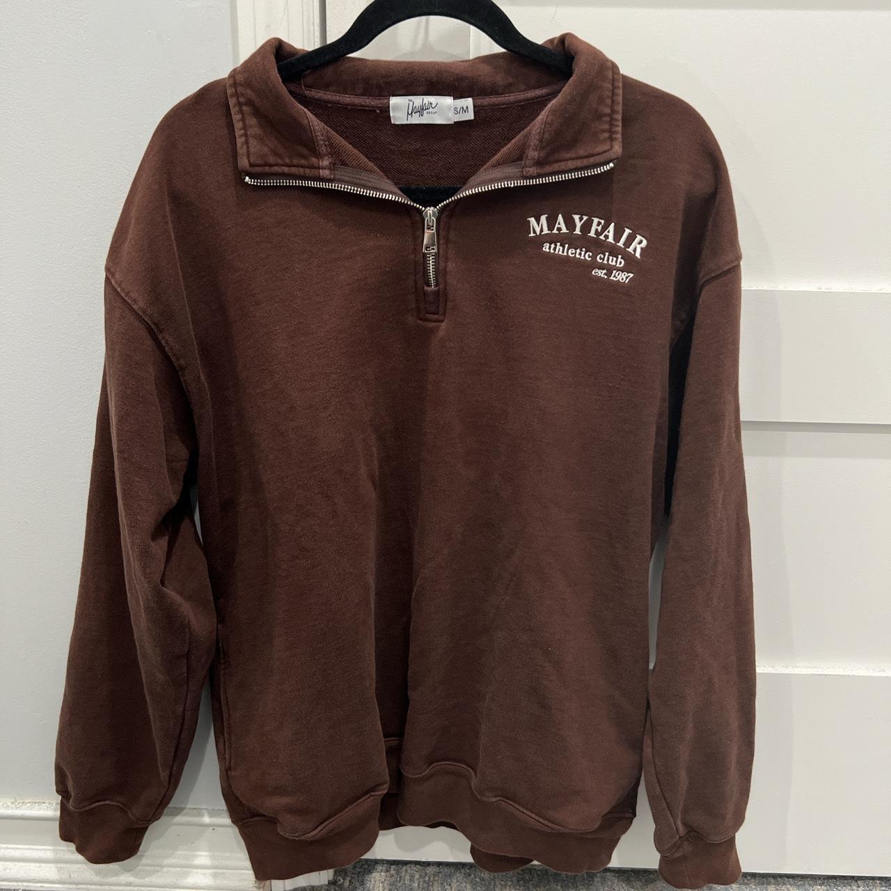 Mayfair group brown half zip Size s/m A little faded - Depop