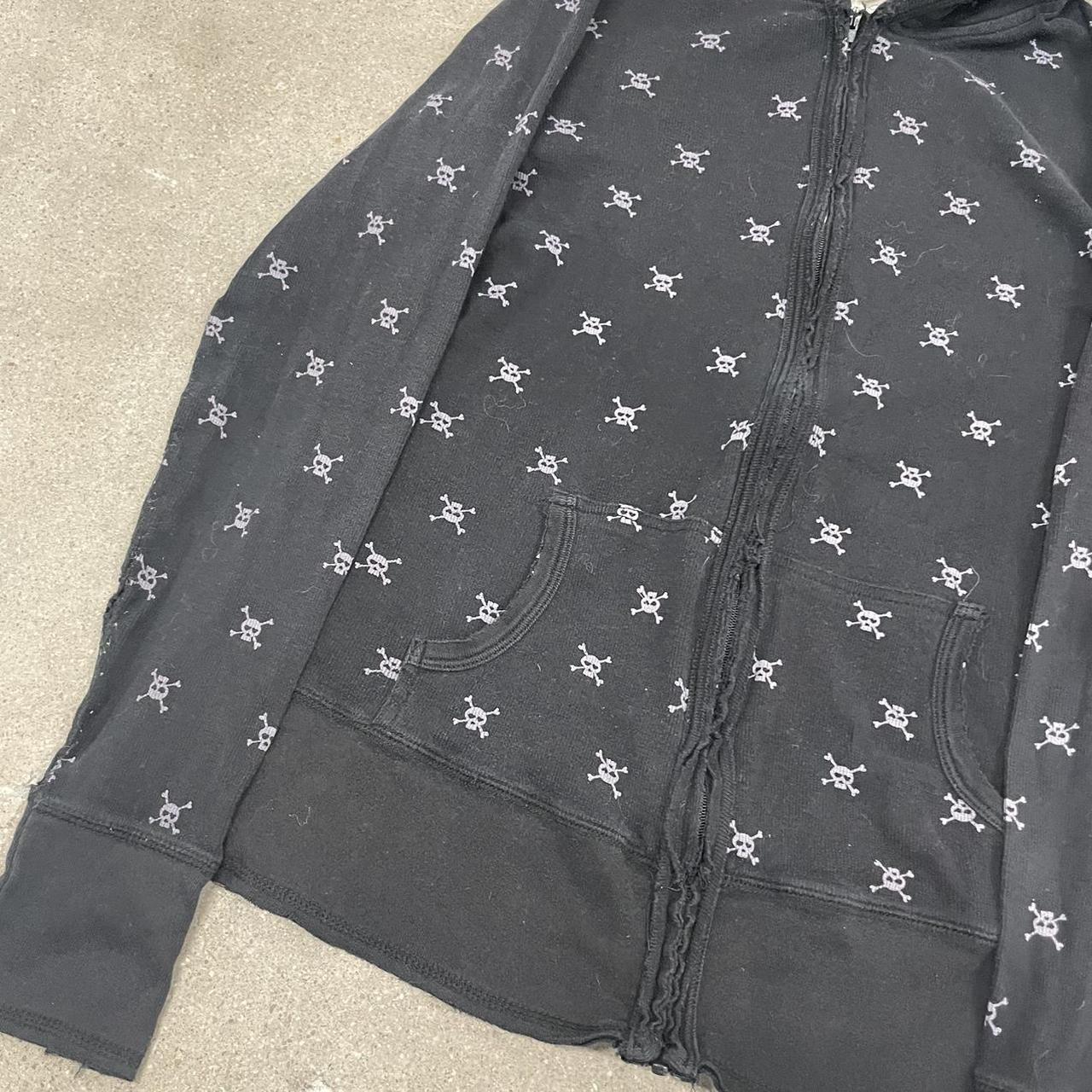 y2k skull grunge cyber goth hoodie sick skull... - Depop
