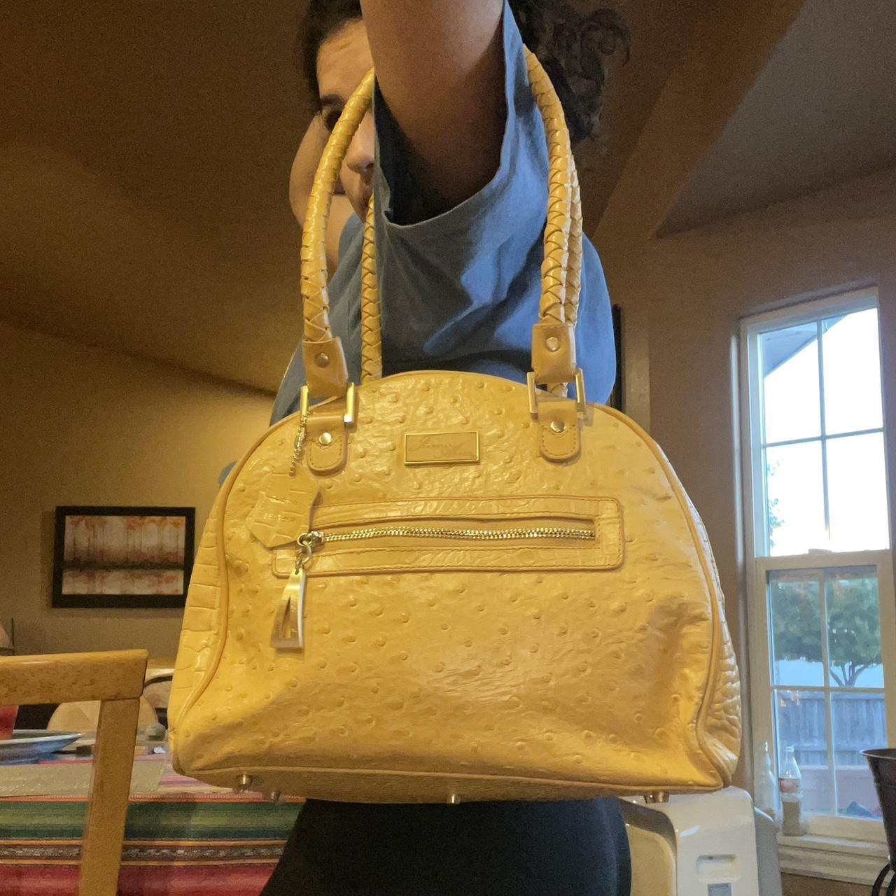 Isabella Adams Yellow Crocodile and Embossed Purse... - Depop