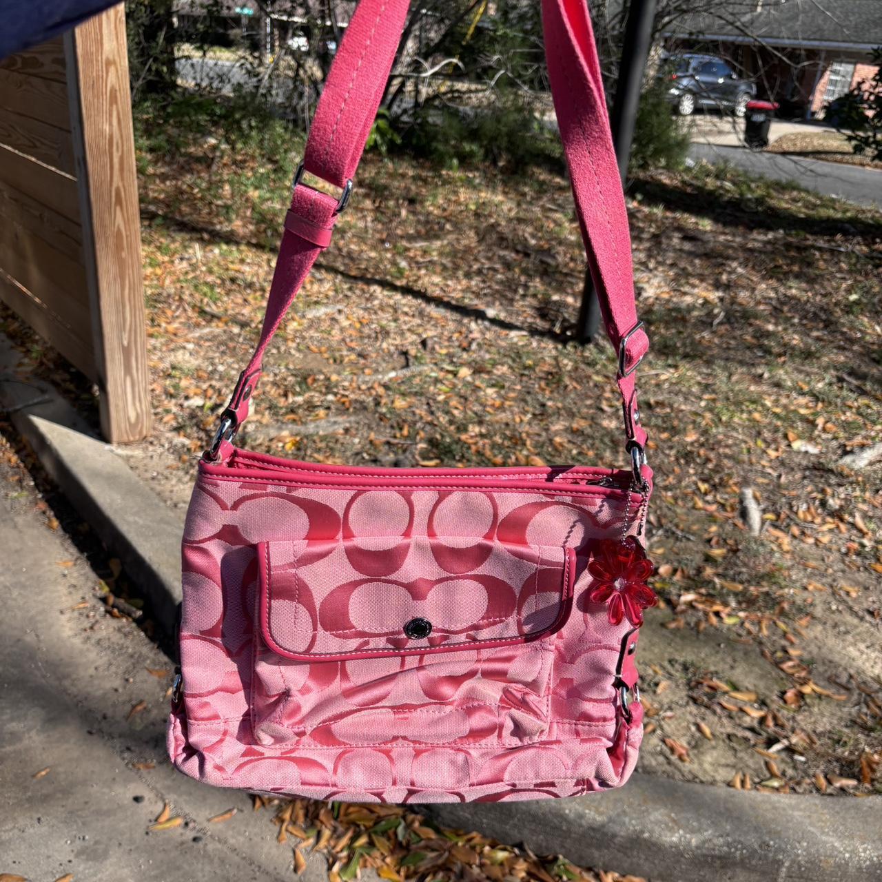 pink cross body Coach bag Large open pocket with... - Depop