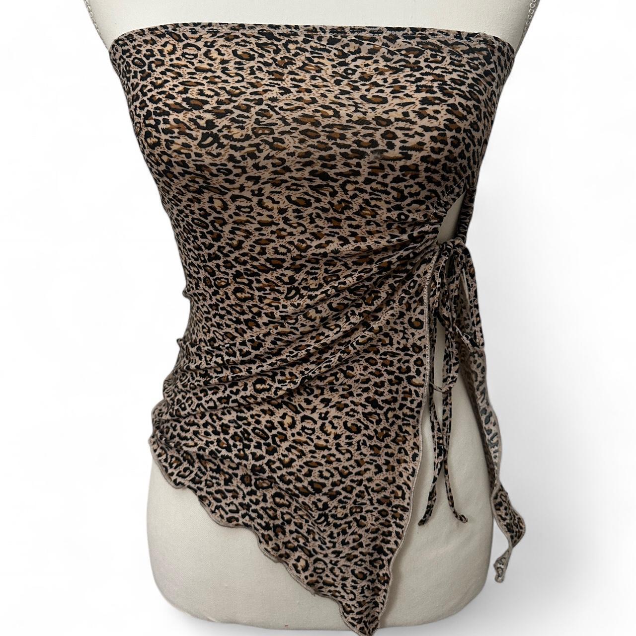 Super cute brown leopard print tube top with... | Depop