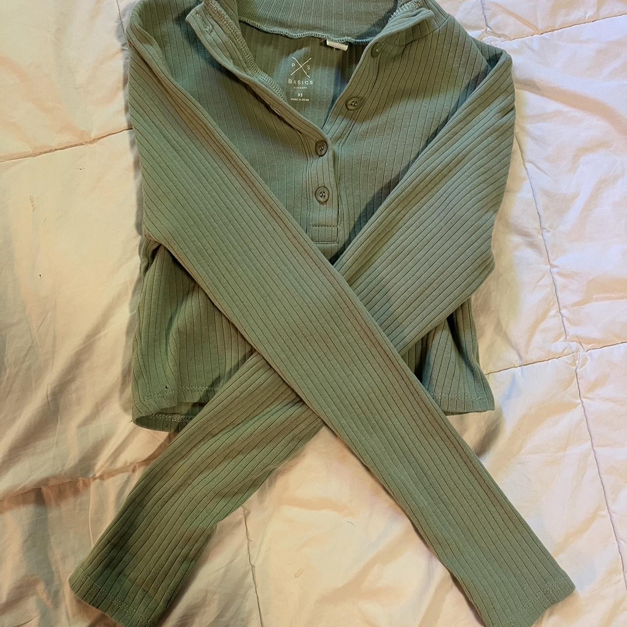 pacsun green buttoned long sleeve comfy and... - Depop