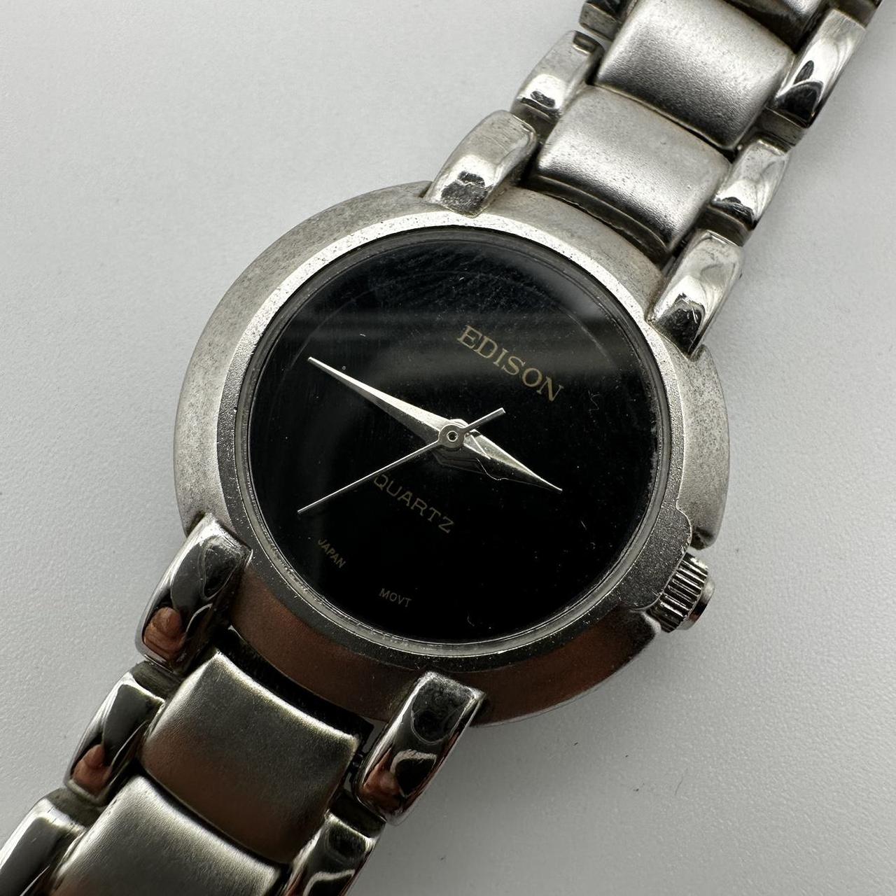 Edison Quartz women’s analogue stainless steel black... - Depop