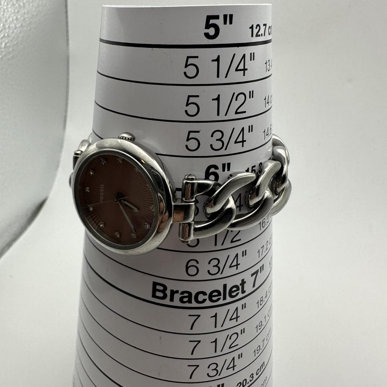 Fossil women’s silver Watch red face Quartz circular... - Depop