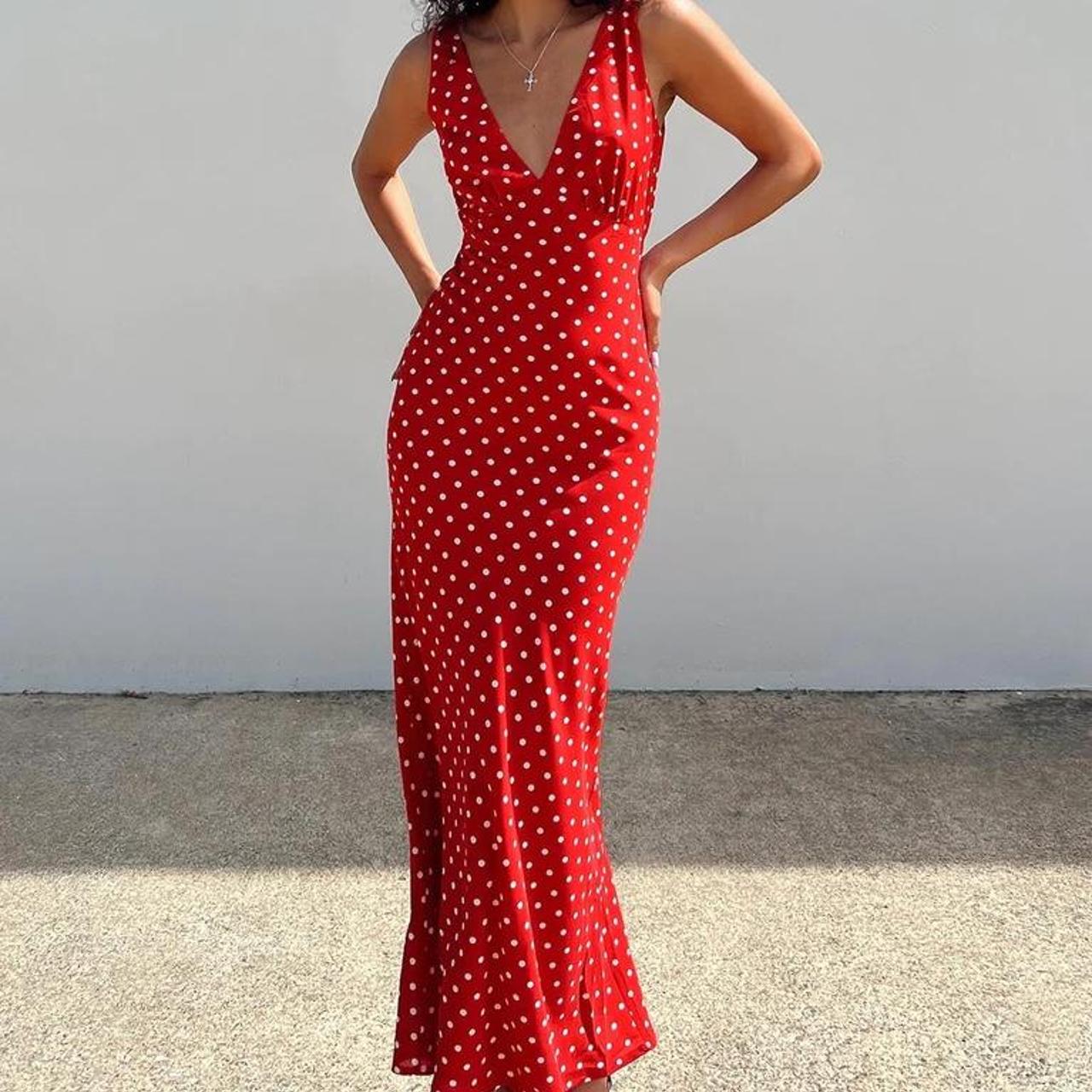 Princess Polly - Red Polka Dot Nellie Maxi Dress -... - Depop