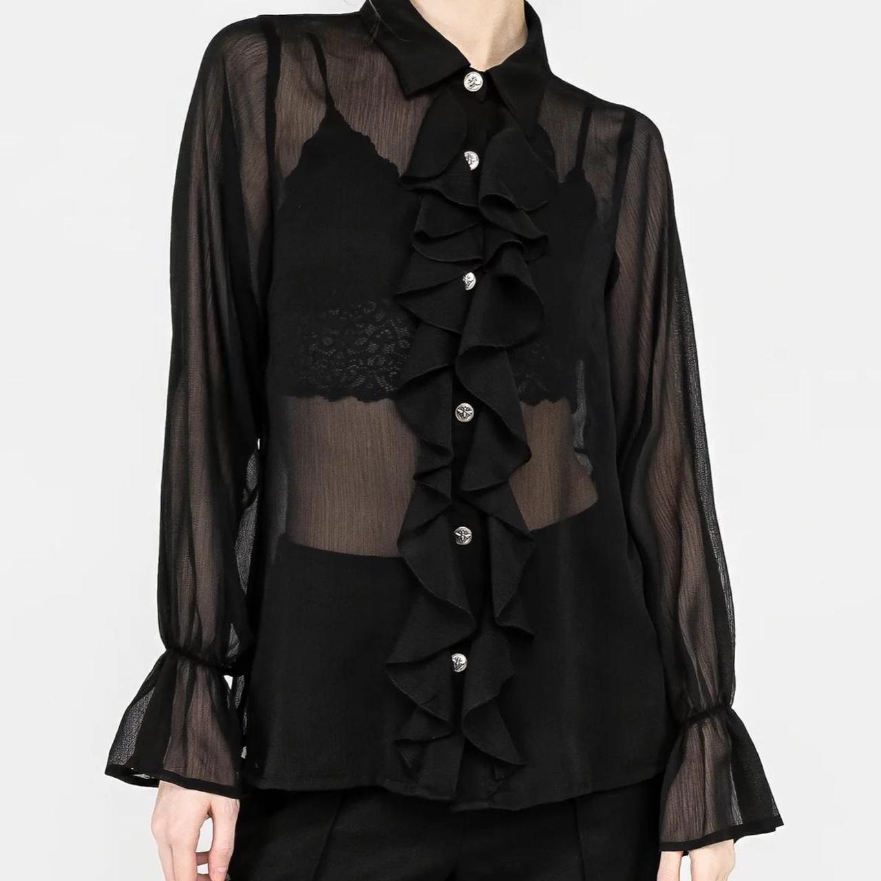 DISTURBIA SHELLY SHIRT | sheer +ruffles size UK 6... | Depop