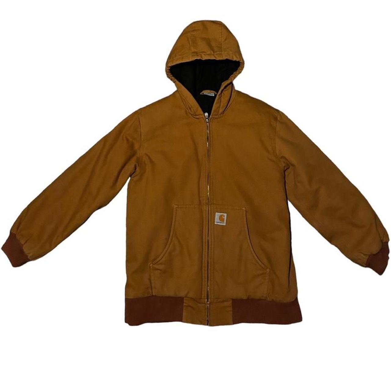 men’s brown/tan carhartt jacket nice fit no flaws... - Depop