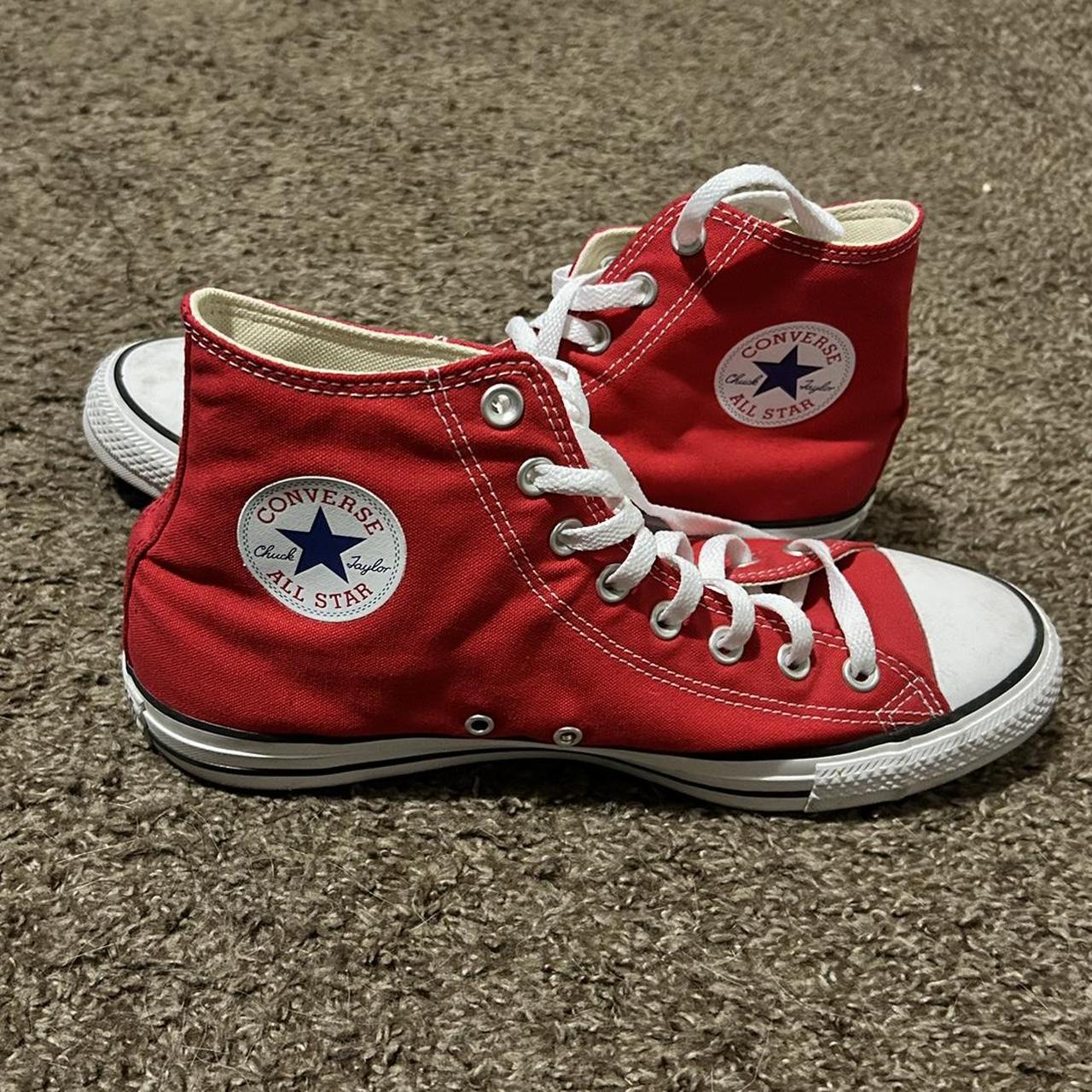 red converse size ten prolly worn about twice in my... - Depop