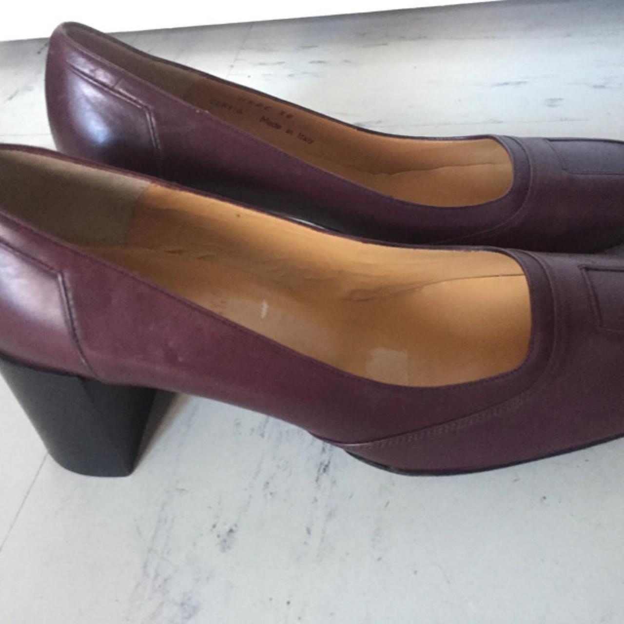 🥿️Chaussures pur cuir bordeaux à talon... - Depop