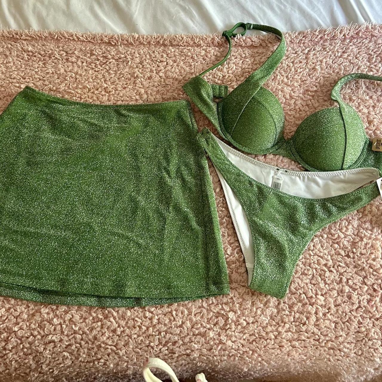 Victoria Secret green sparkle bikini & matching... - Depop