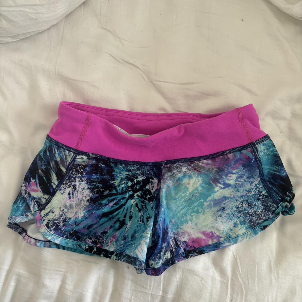 rare Iviva/lululemon kids shorts blue and purple tie... - Depop