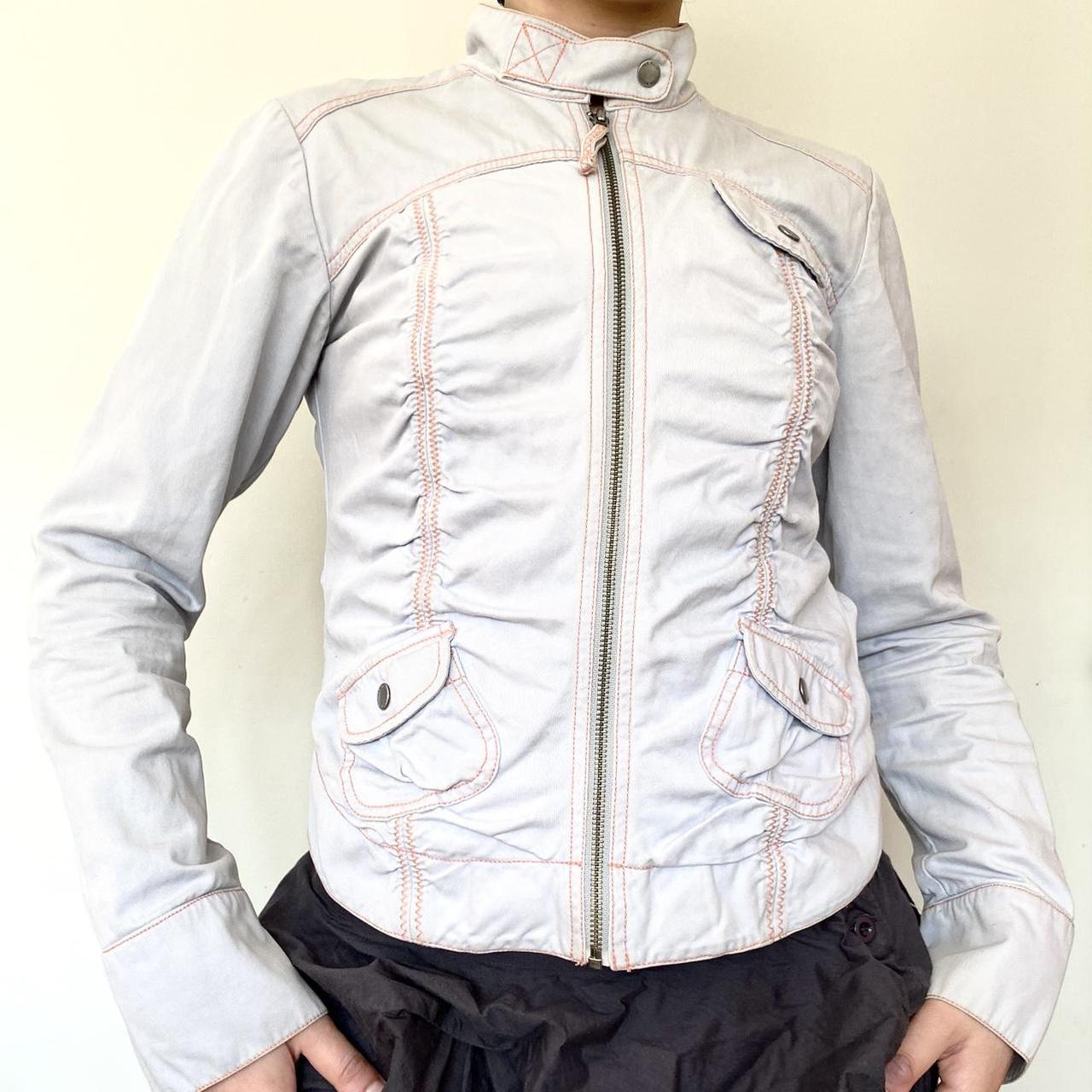 Grey Y2K ruched jacket Super cute cop copine... | Depop