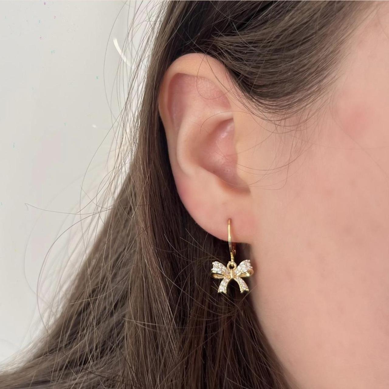 Gold bow jewellery set 🎀 Includes: a pair of bow... | Depop