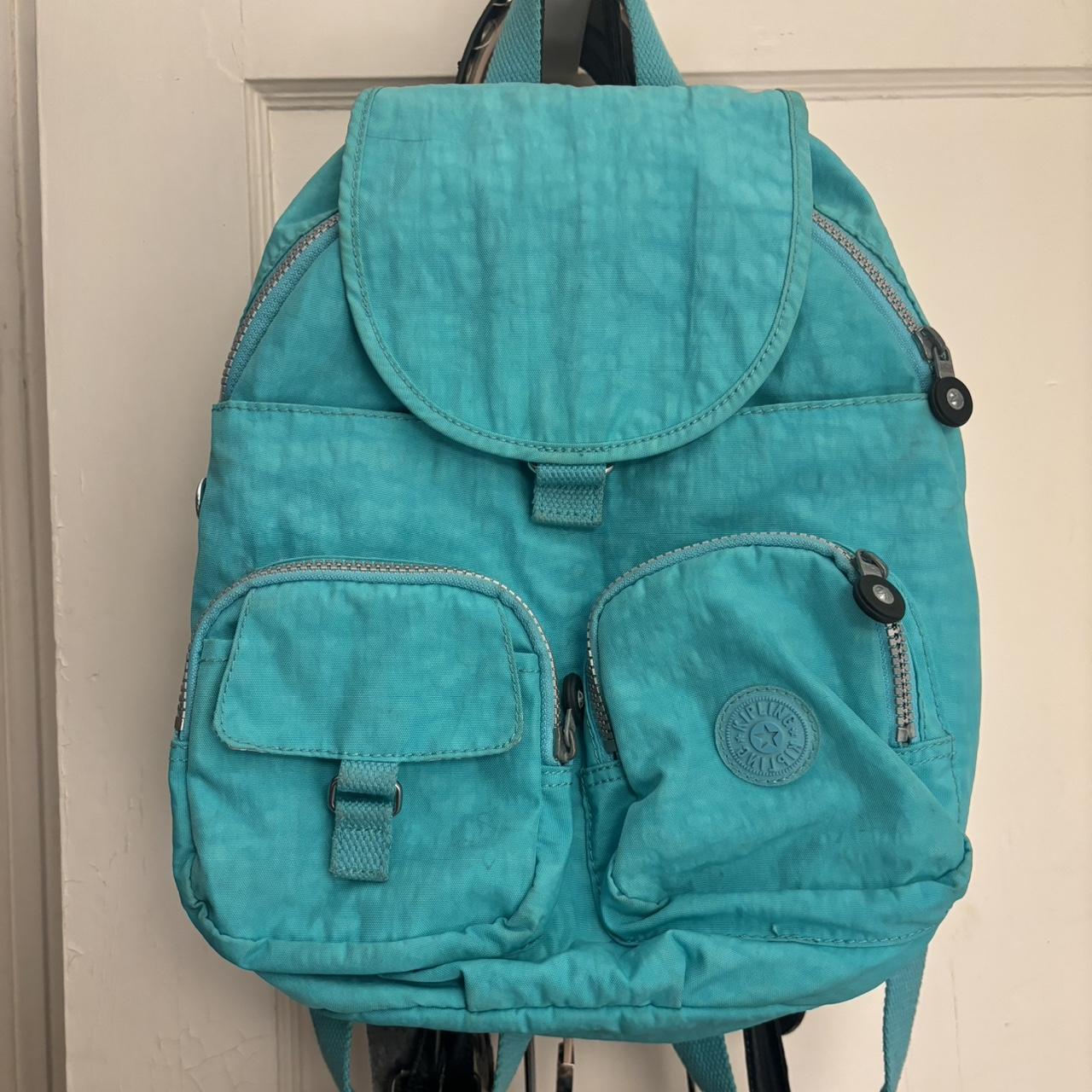 Turquoise Kipling backpack. Lightly used. #backpack... - Depop