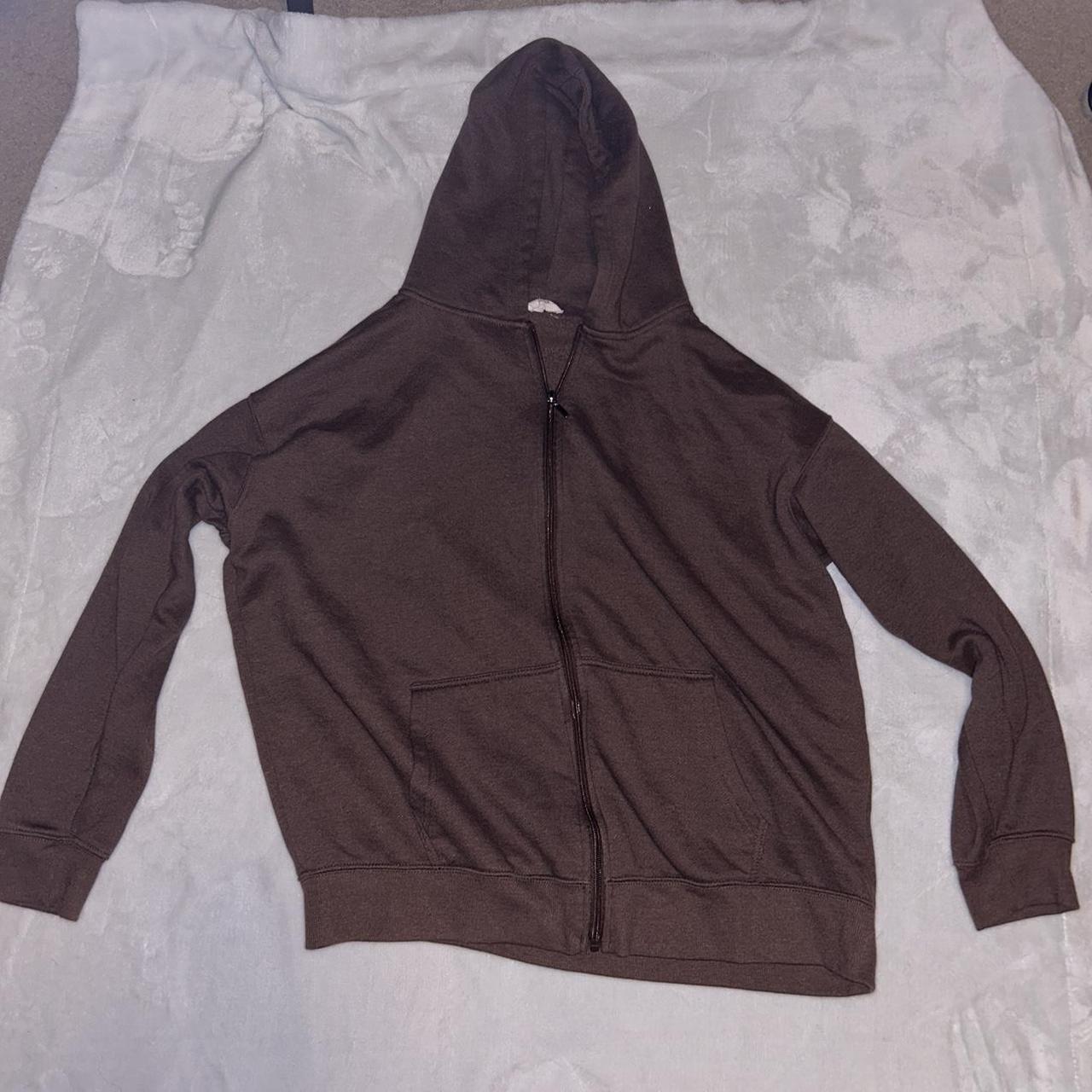 brown zip up hoodie from ardene size medium - Depop