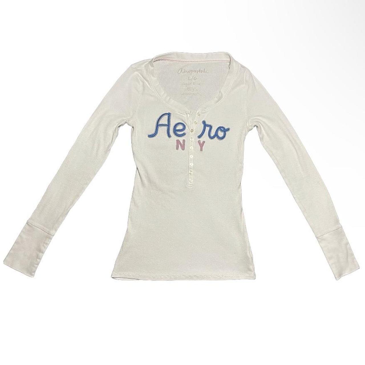 iconic y2k Aeropostale fitted henley button up long... - Depop