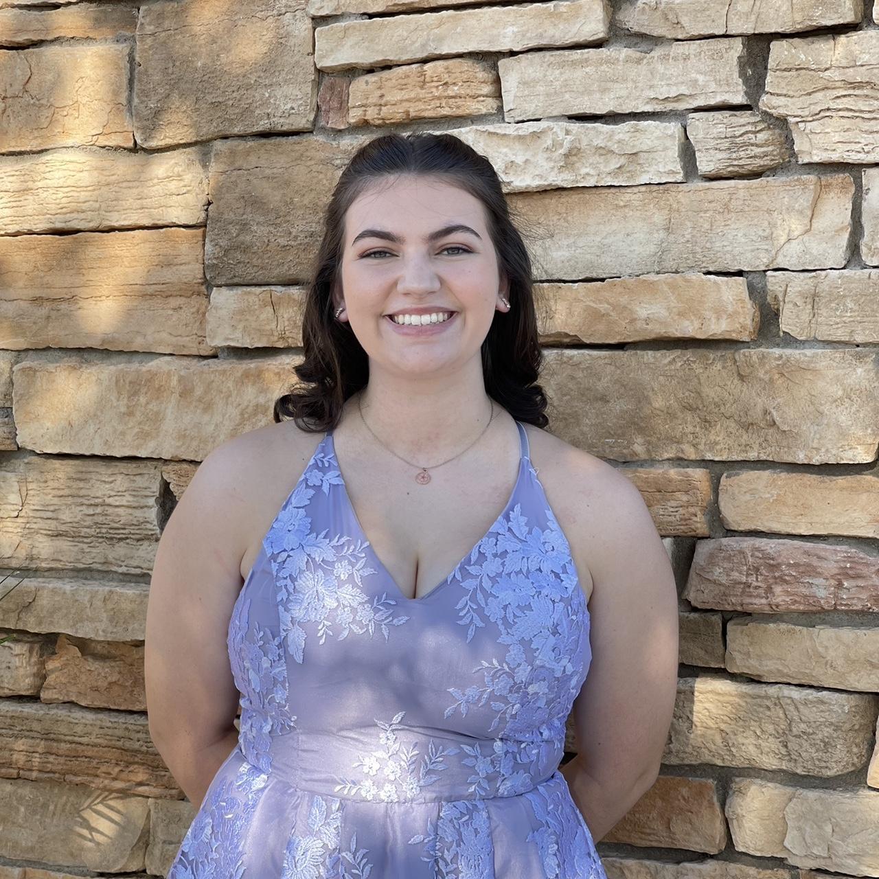 Purple Floral Homecoming Dress Worn Once Size 17 Depop