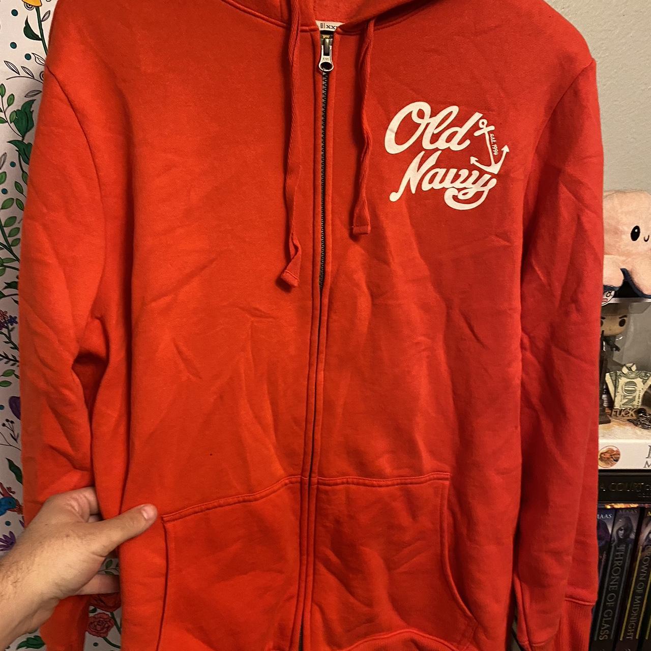 Red old navy zip up hoodie jacket size 2xl - Depop