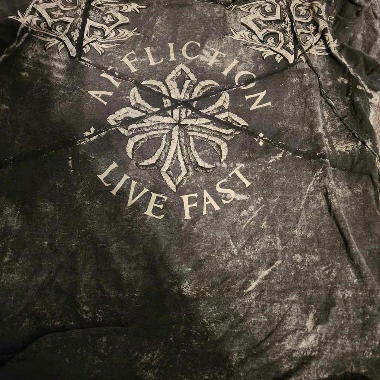 Men’s large grey affliction cross graphic grunge t... - Depop