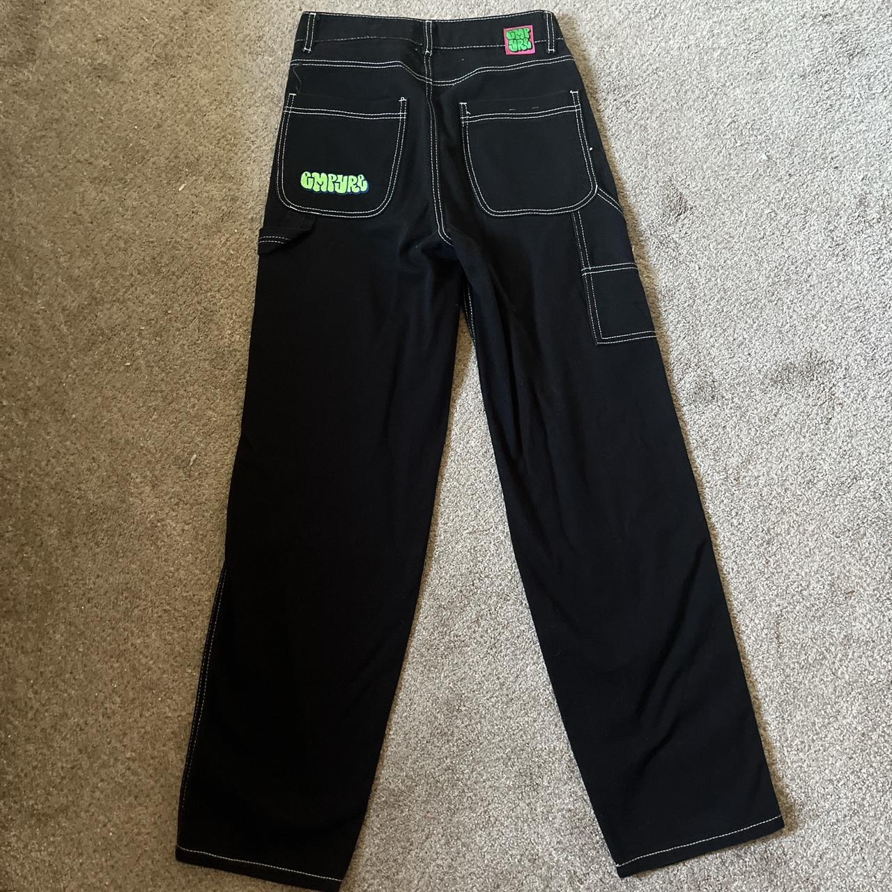 size 4 black empyre pants with white stitching. worn... - Depop