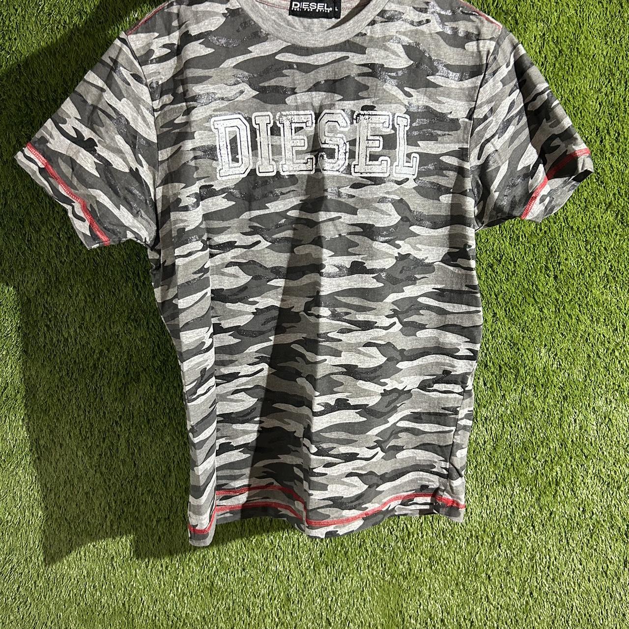 camo diesel shirt size L red contrast... - Depop