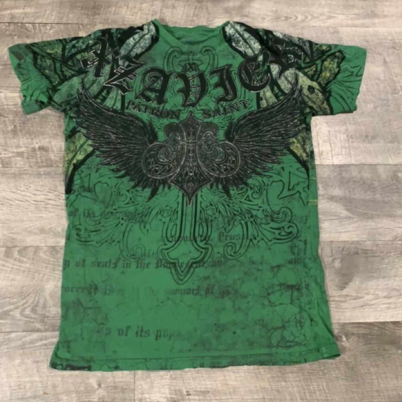 Men’s green grunge affliction style t shirt size... - Depop