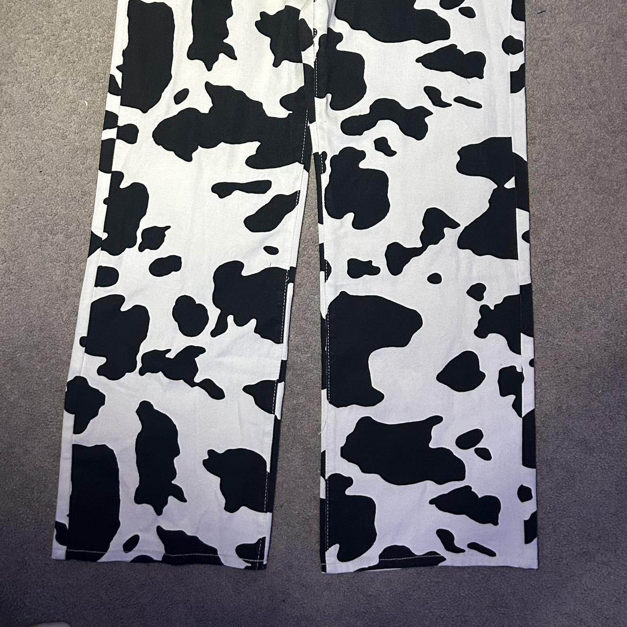 XL Cow Print Pants ( Black & White) 85% Cotton 15%... - Depop