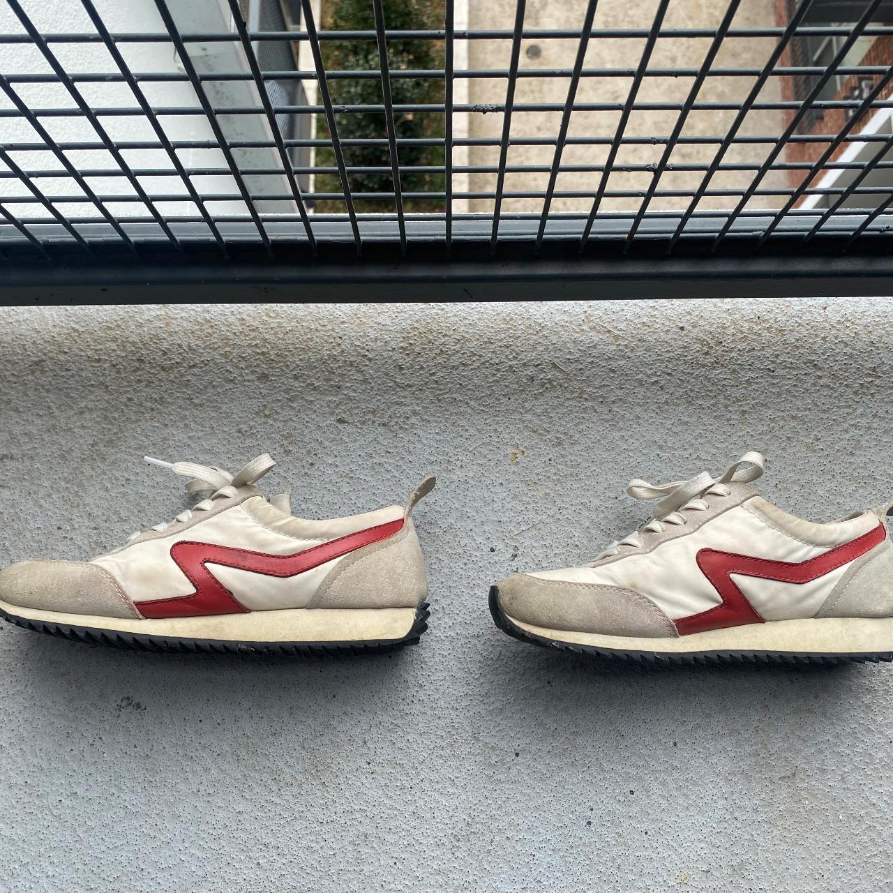 Rag & Bone Women's Cream and Red Trainers | Depop