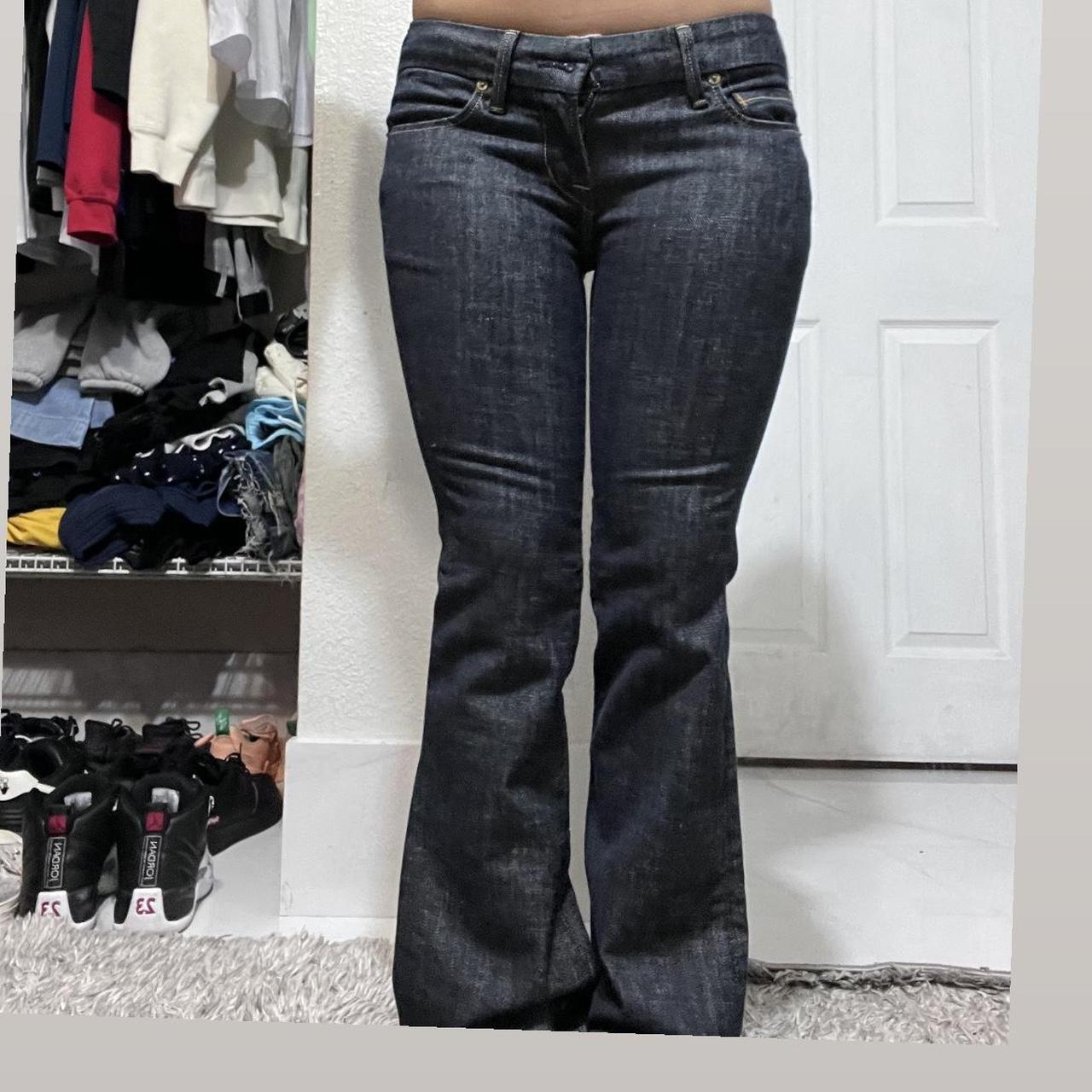 Flared Low Rise Jeans Navy Size 0 Im Inlove With Depop