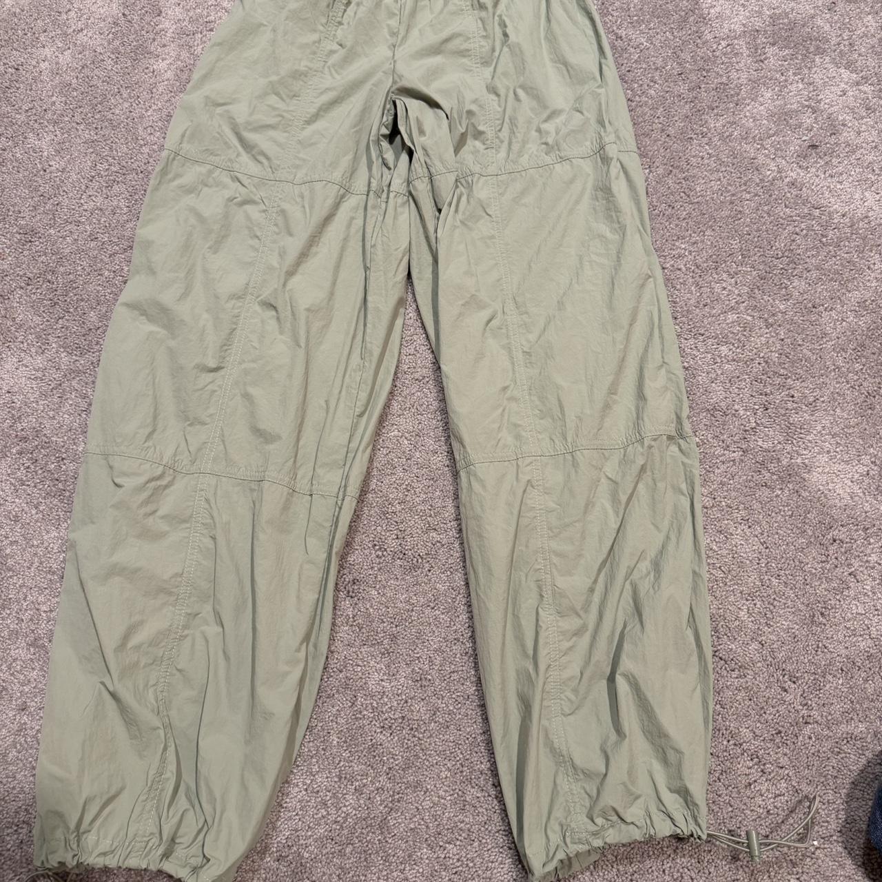 glassons green cargos/parachute pants worn twice and... - Depop