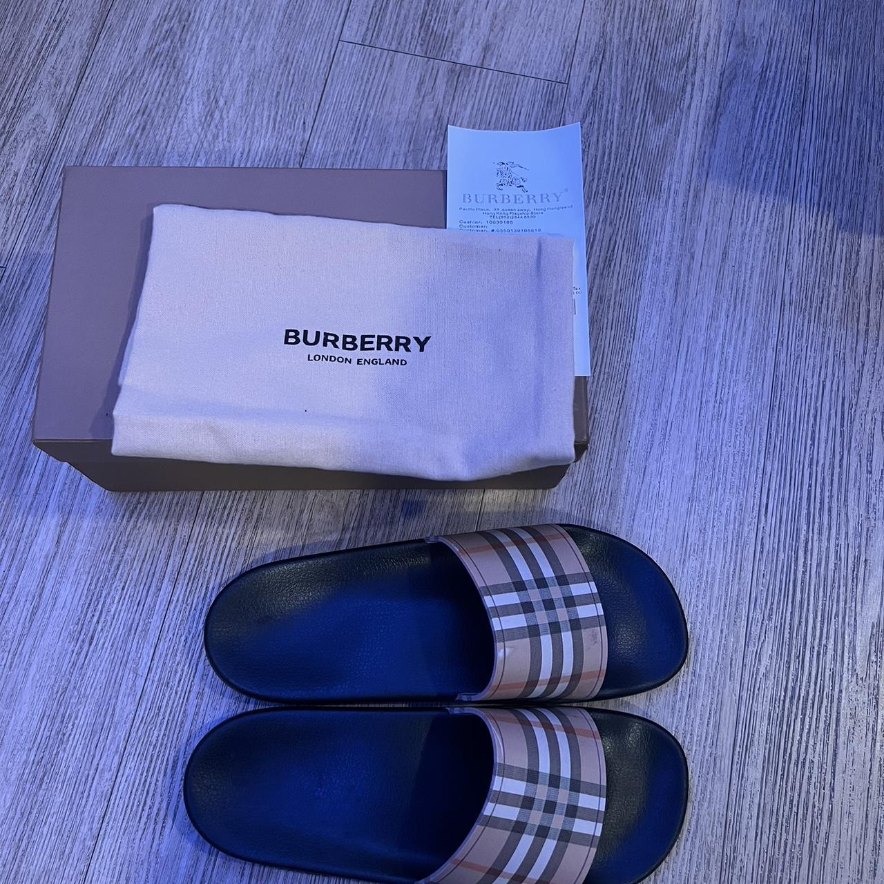 Barely used Burberry slides size 12 fits like an 11 - Depop