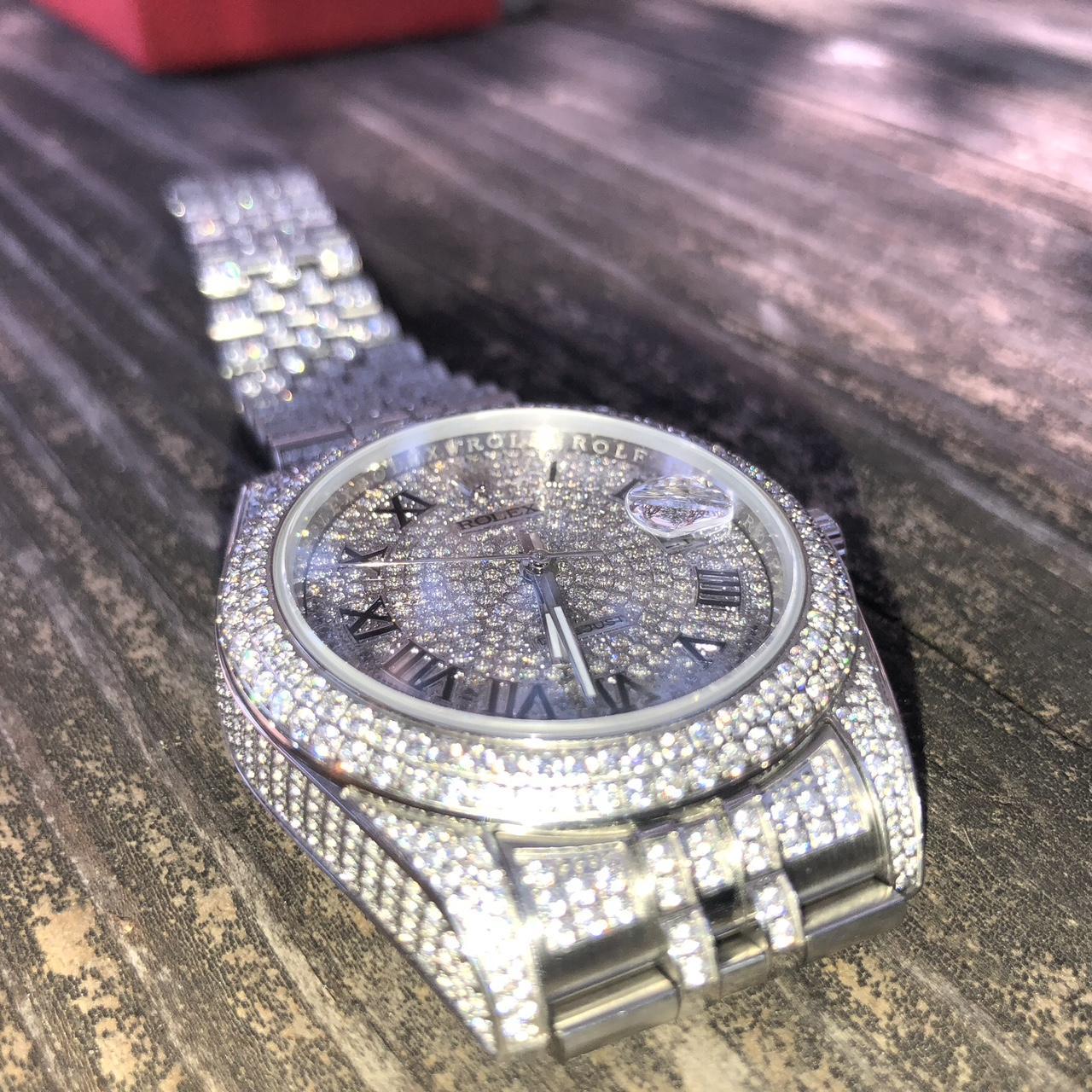 Custom Rolex Date-Just 41mm Pave *Natural Diamond*... - Depop
