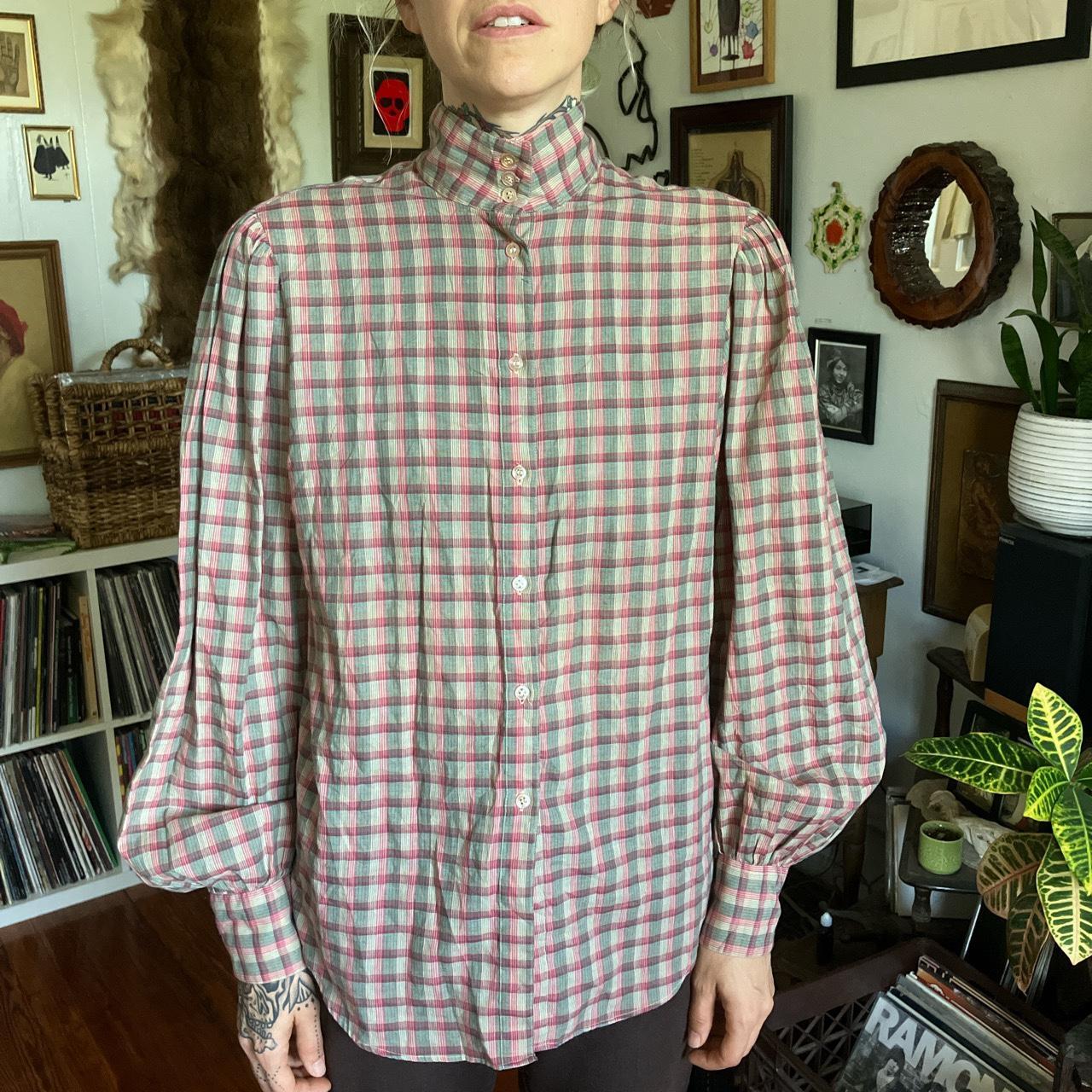 Vintage 80s Plaid Ruffled Western Praire Blouse by... - Depop